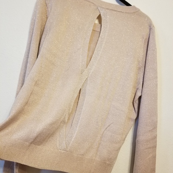 Modcloth | Sweaters | Modcloth Cutout Back Rose Gold Metallic Sweater ...